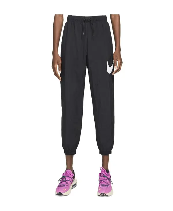 Nike Swoosh-print Tapered Track Pants - Black