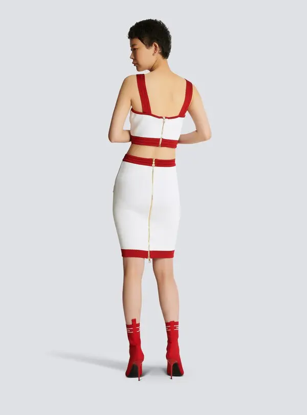 Balmain Knit Crop Top With Gold-tone Buttons
