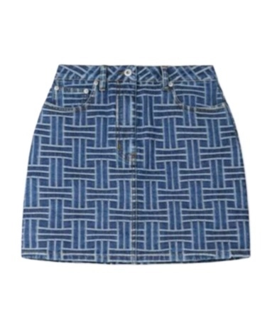 Kenzo Weave Straight Hem Denim Skirt - Blue
