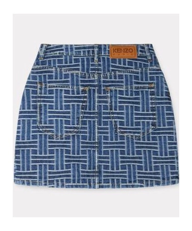 Kenzo Weave Straight Hem Denim Skirt