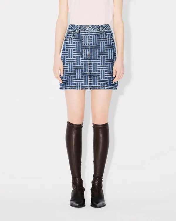 Kenzo Weave Straight Hem Denim Skirt
