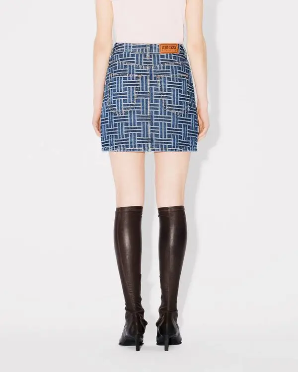 Kenzo Weave Straight Hem Denim Skirt