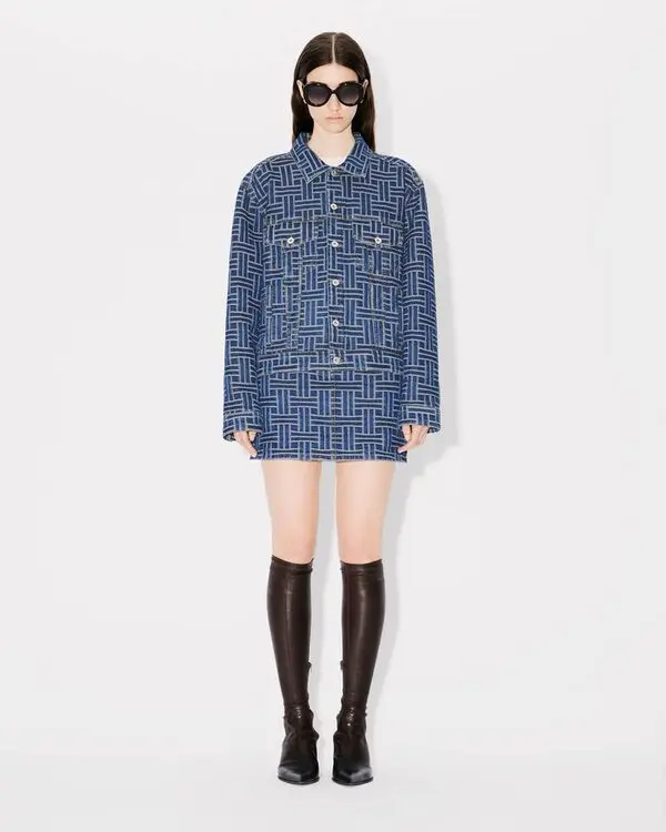 Kenzo Weave Straight Hem Denim Skirt