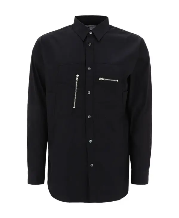 Comme Des Garçons Zip Detailed Buttoned Shirt - Black