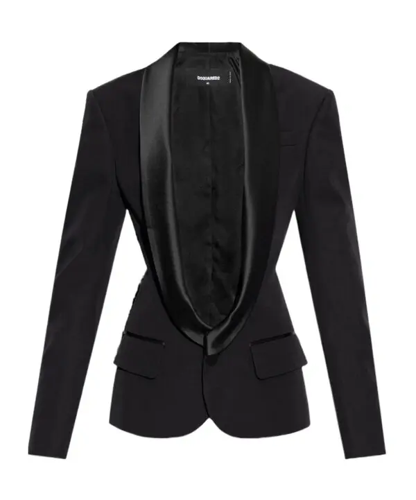 Dsquared2 Velvet Dean Statement Shawl Jacket - Black