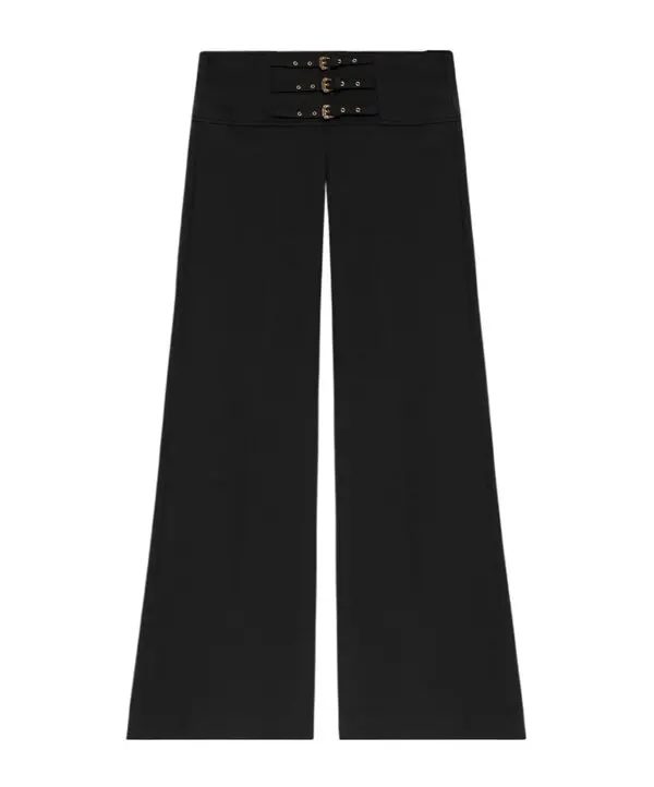 Versace Belted Wide-leg Pants - Black