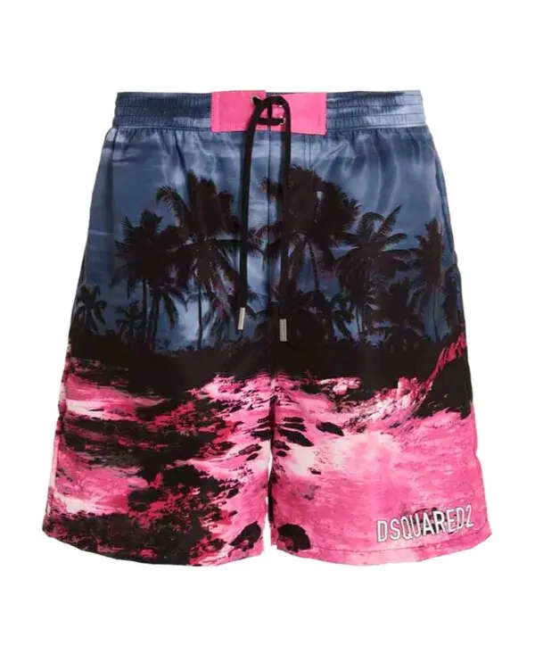 Dsquared2 Logo Printed Drawstring Swim Shorts