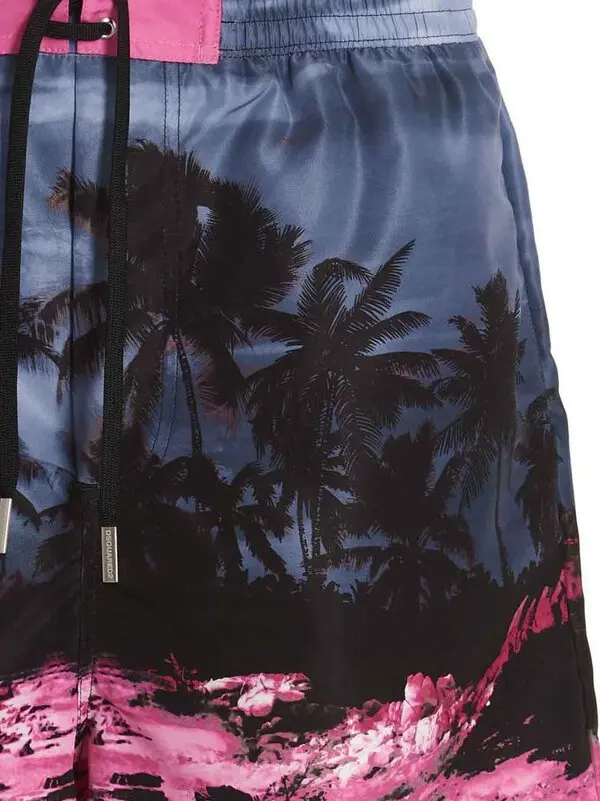 Dsquared2 Logo Printed Drawstring Swim Shorts