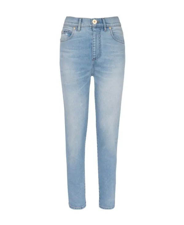 Balmain High Waist Straight Leg Jeans - Blue