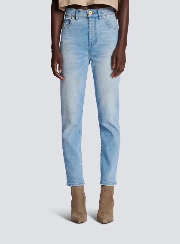 Balmain High Waist Straight Leg Jeans