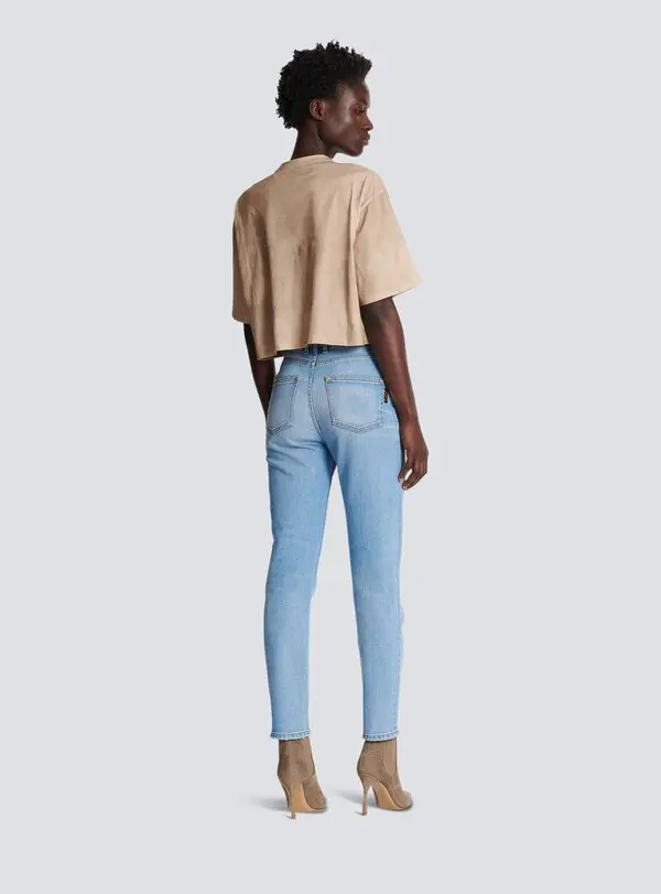 Balmain High Waist Straight Leg Jeans