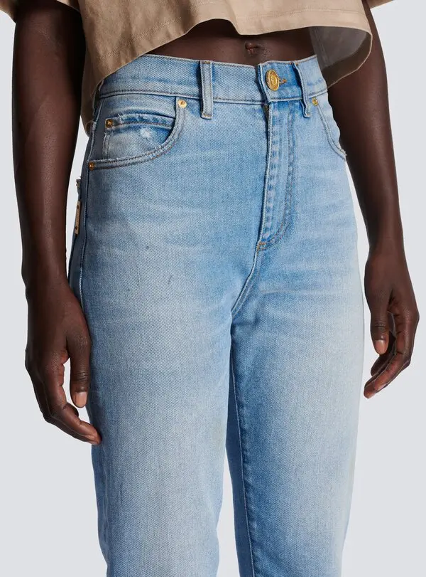 Balmain High Waist Straight Leg Jeans