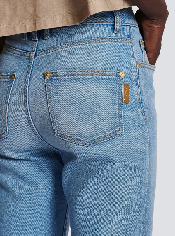 Balmain High Waist Straight Leg Jeans