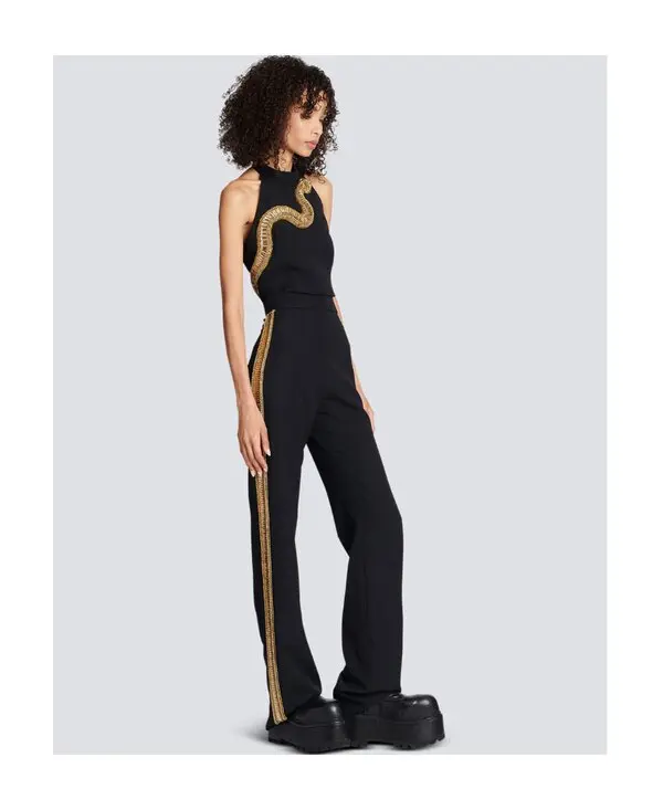 Balmain Embroidered Wool Tuxedo Trousers