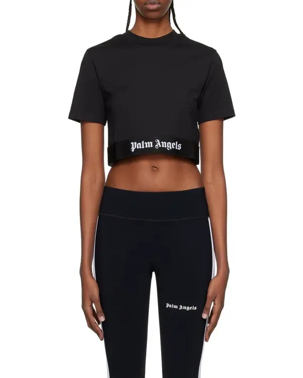 Palm Angels Logo Waistband Cropped T-shirt