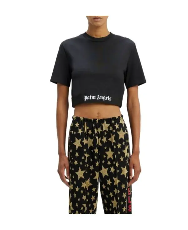 Palm Angels Logo Waistband Cropped T-shirt