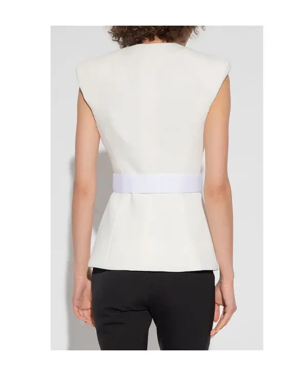 Balmain Padded-shoulder Belted Vest
