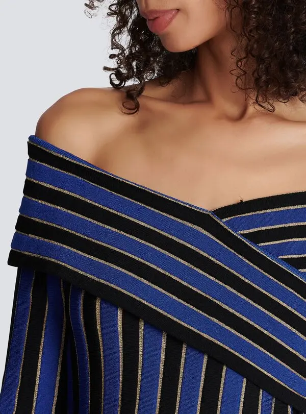 Balmain Metallic Striped Knit Dress