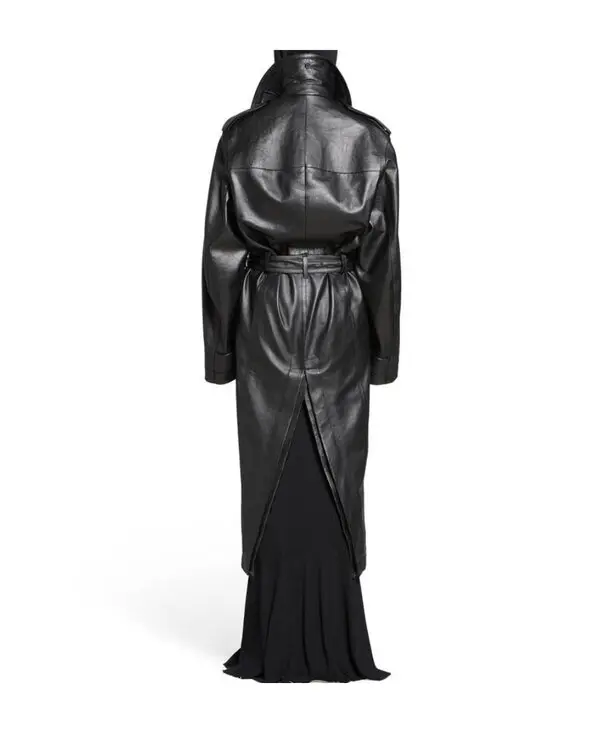 Balenciaga Fitted Double-breasted Leather Coat