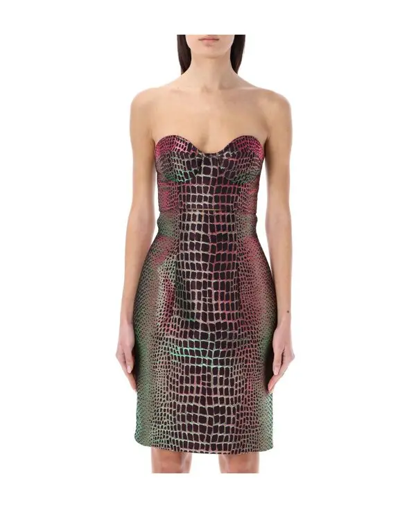 Balmain Embossed-crocodile Crop Top
