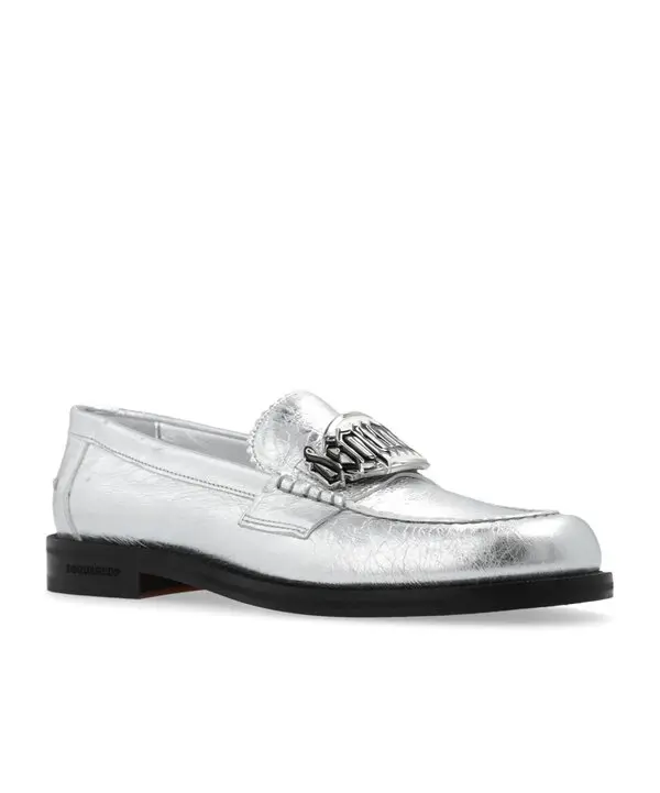Dsquared2 Gothic Metallic Logo Plaque Loafers