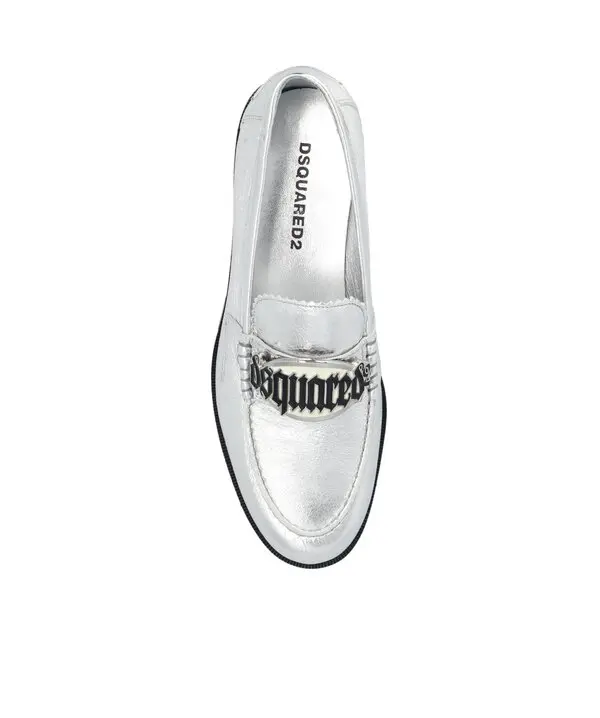 Dsquared2 Gothic Metallic Logo Plaque Loafers