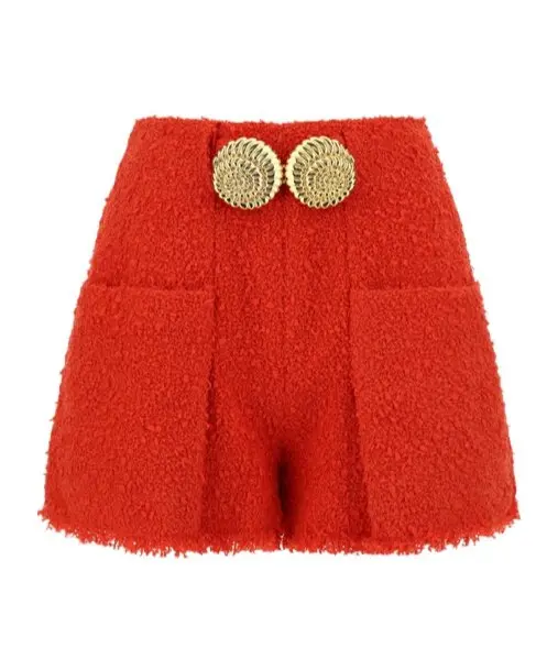 Balmain High Waist Tweed Shorts