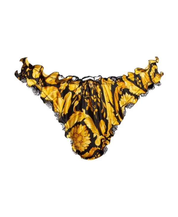 Versace Barqoue Pattern Ruffled Briefs - Brown