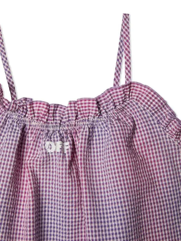 Off-White Check-print Ruffle-trim Dress