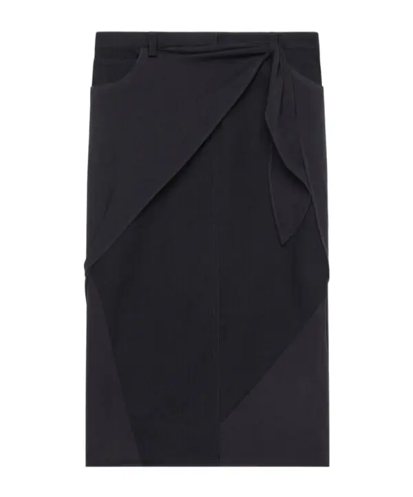 COURREGES Draped Denim Skirt - Black
