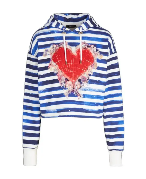 Balmain Valentine's Day Printed Short Sweatshirt - Blue