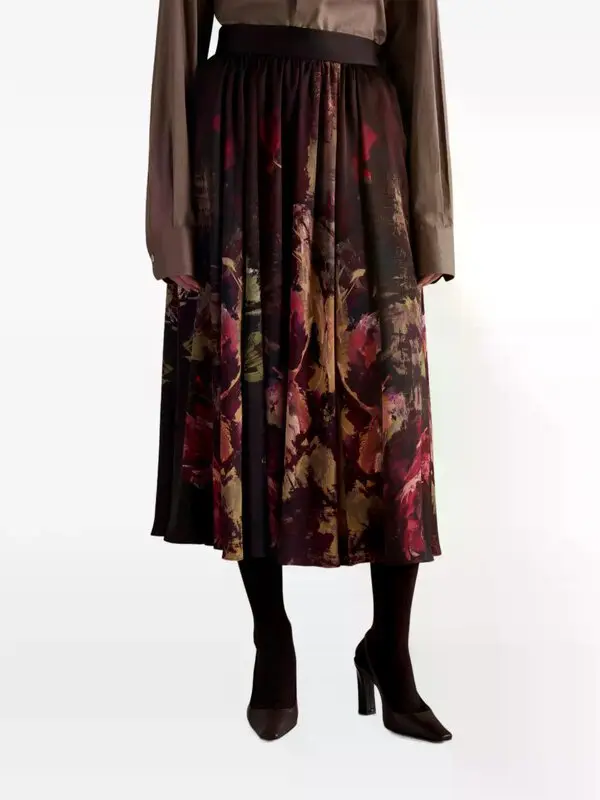 Antonio Marras Painterly Floral-print Silk Midi Skirt