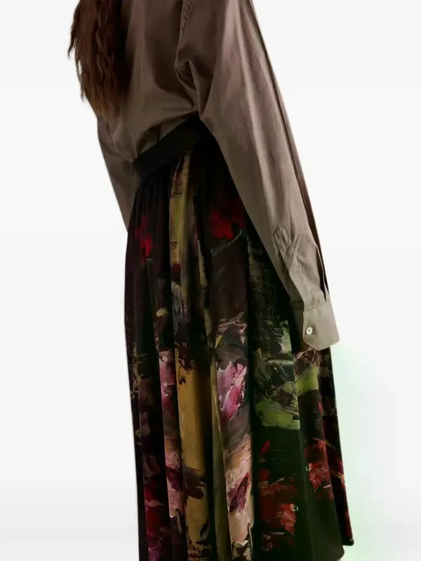 Antonio Marras Painterly Floral-print Silk Midi Skirt