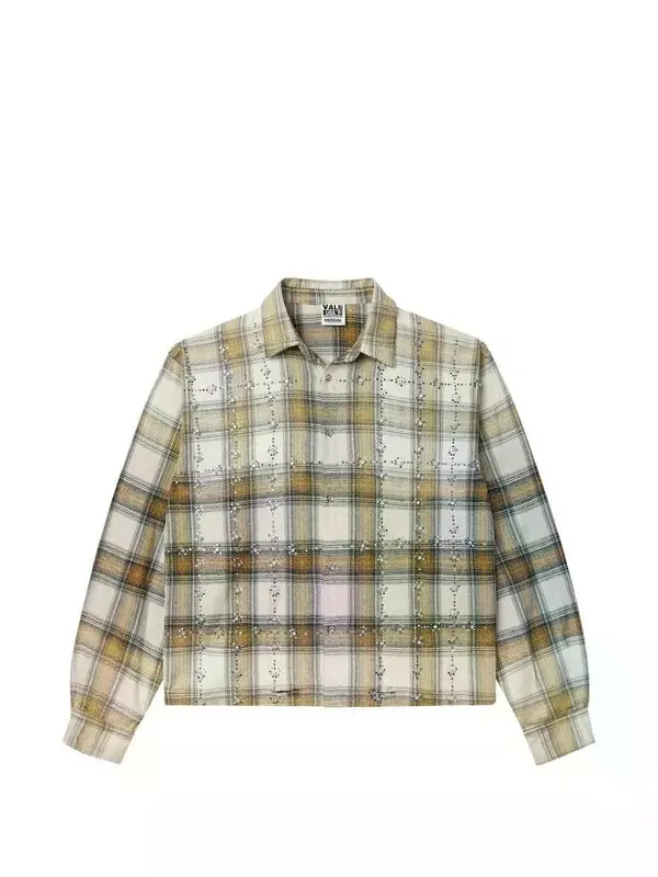 VALE FOREVER Crystal-embellished Checked Shirt - Brown