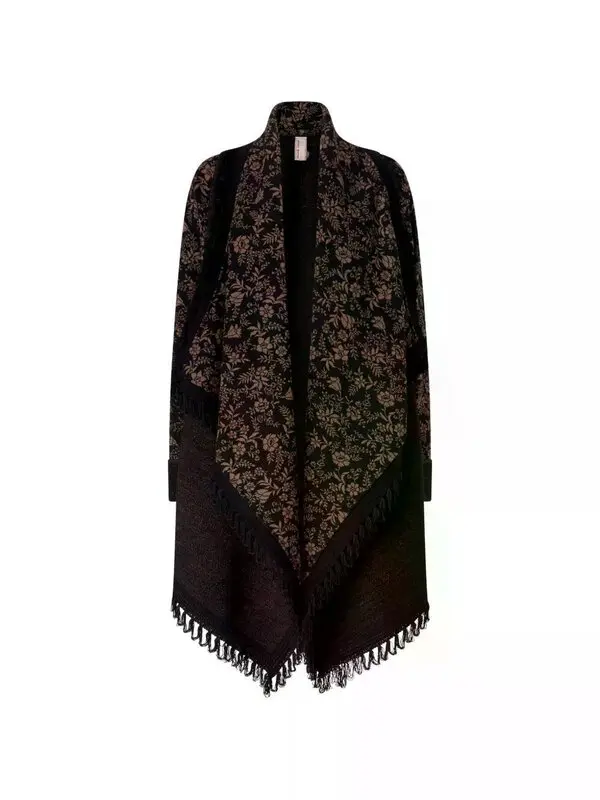 Antonio Marras Floral-jacquard Fringed-trim Coat
