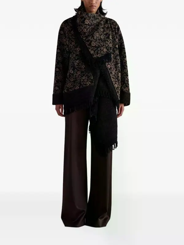 Antonio Marras Floral-jacquard Fringed-trim Coat
