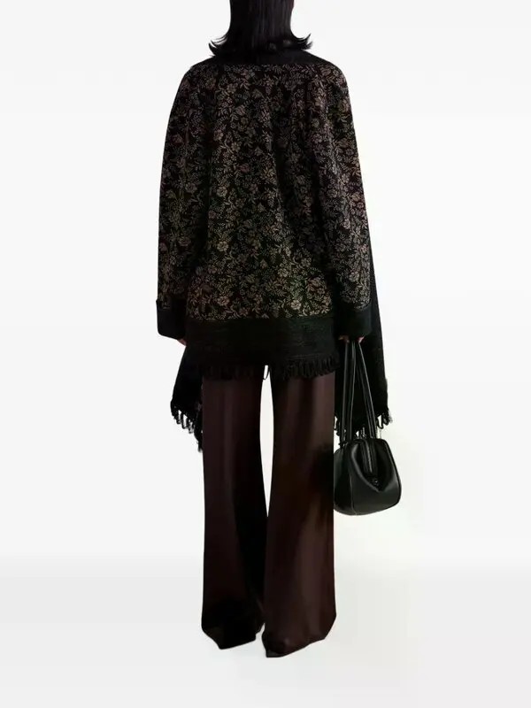 Antonio Marras Floral-jacquard Fringed-trim Coat