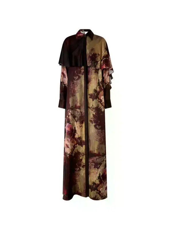 Antonio Marras Painterly-rose Silk-twill Maxi Dress