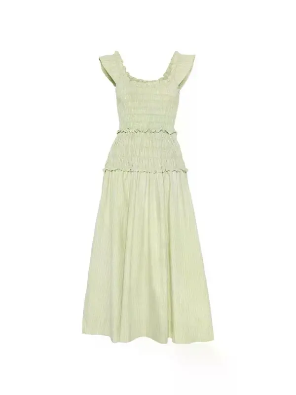 Faithfull The Brand Catalina Midi Dress Micro Check Pistachio