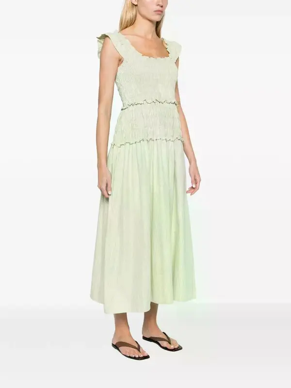 Faithfull The Brand Catalina Midi Dress Micro Check Pistachio