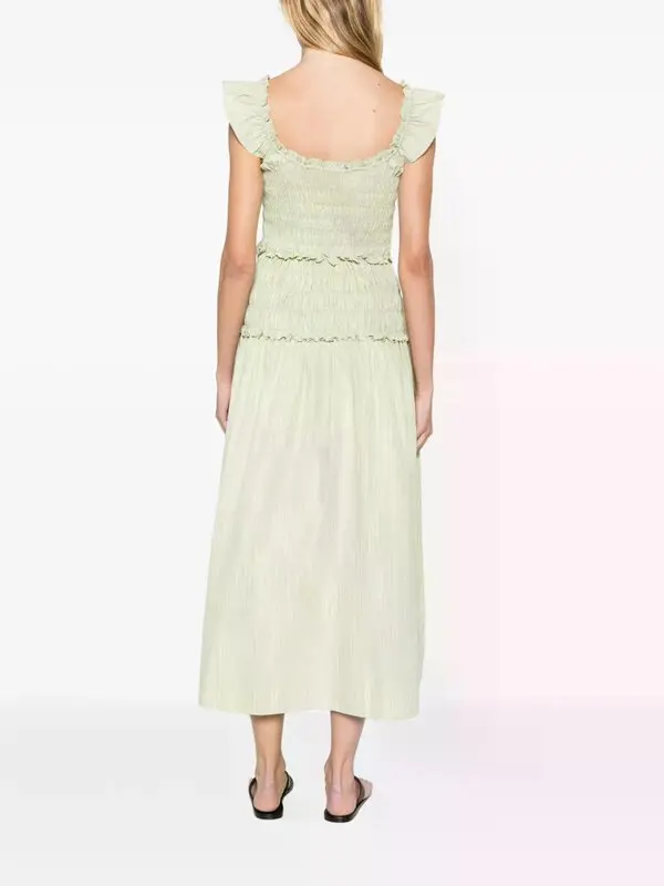 Faithfull The Brand Catalina Midi Dress Micro Check Pistachio