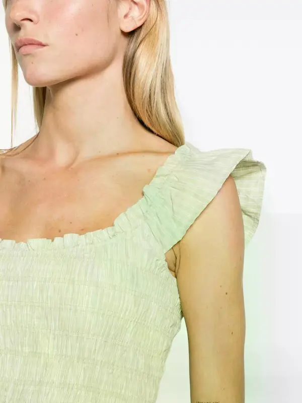 Faithfull The Brand Catalina Midi Dress Micro Check Pistachio