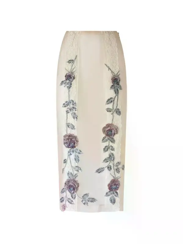Antonio Marras Embroidered Lace-panel Midi Skirt