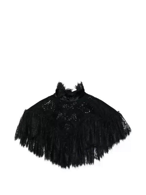 ANN DEMEULEMEESTER Evalda Beaded Lace-trim Cape - Black