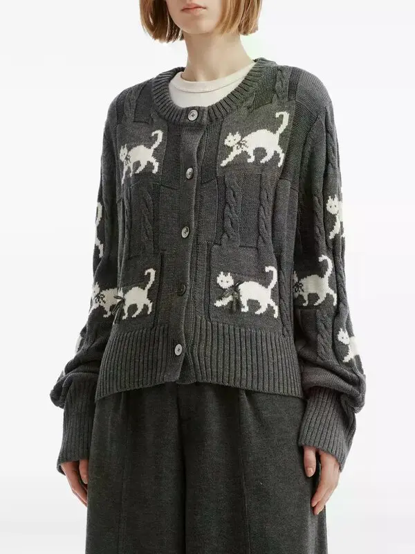B+AB Cat-intarsia Cable-knit Cardigan