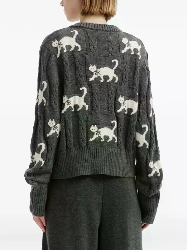 B+AB Cat-intarsia Cable-knit Cardigan