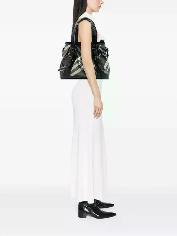 Burberry 2000-2017 Medium Beat Check Nylon Lowry Satchel