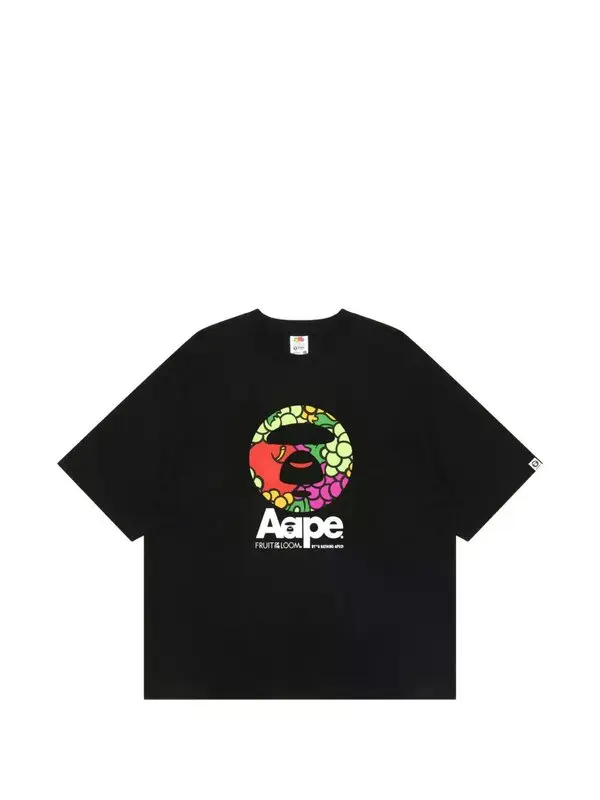 AAPE BY *A BATHING APE Moonface Logo-printed T-shirt - Black