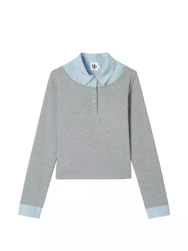 B+AB Layered-design Button-front Top