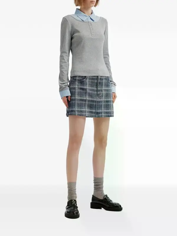 B+AB Layered-design Button-front Top